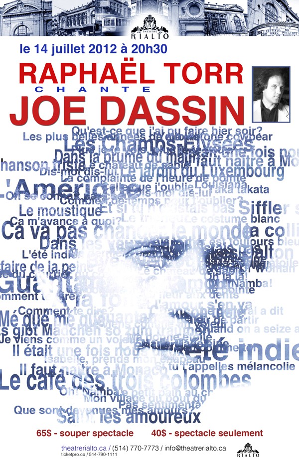 Raphaël TORR chante Joe DASSIN: tarifs réduits et billets gratuits ...